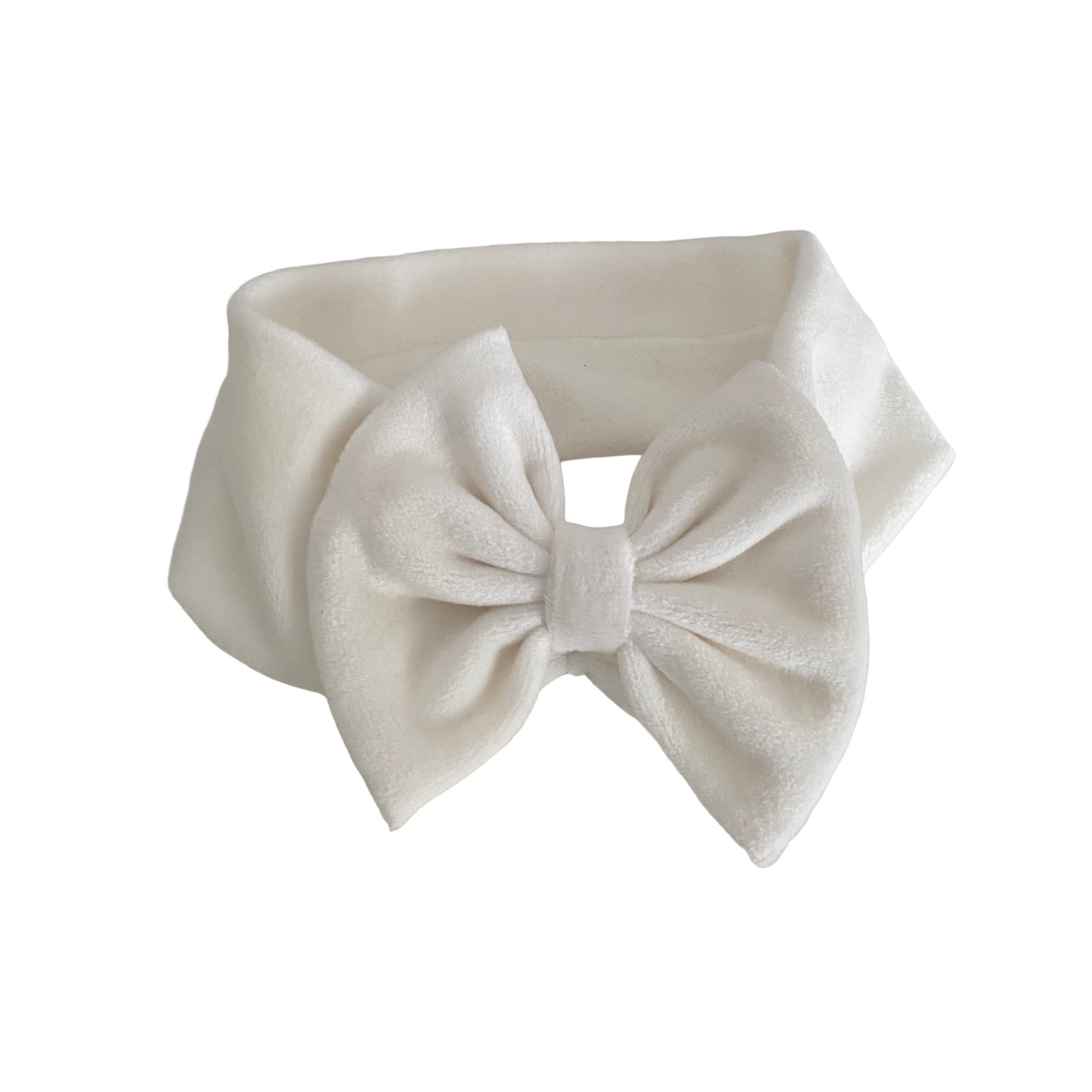 Bentita lata, catifea elastica, cu funda, alba - eMAG.ro