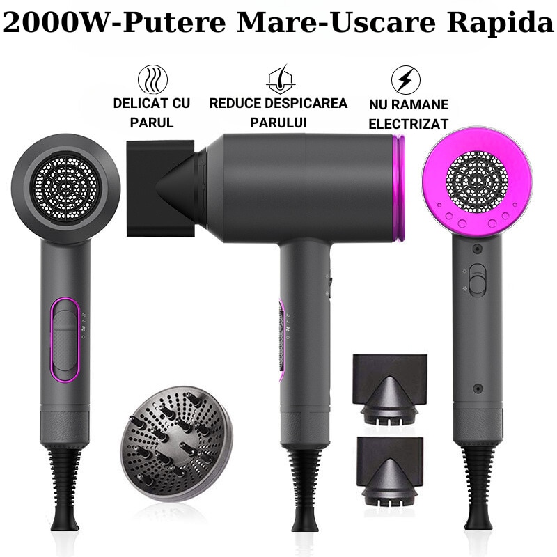 Uscator de Par Profesional, Feon cu Aer Cald/Rece, Supersonic 2000W ...