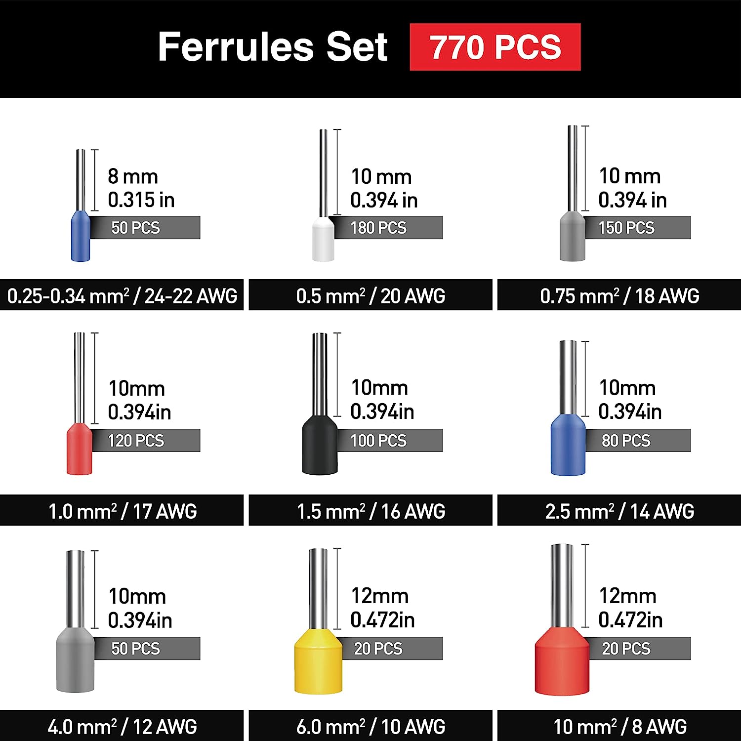 Комплект клещи за кримпване на съединителни щифтове със 770 клеми за ...
