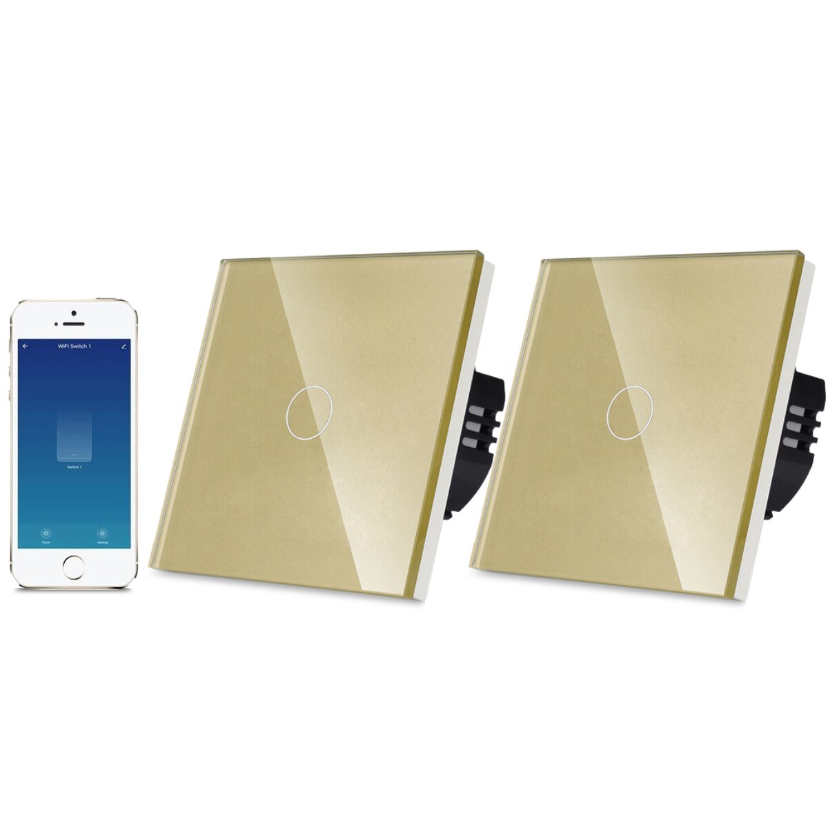 Set 2 Intrerupatoare smart cu touch, Wi-Fi, Bluetooth, Control vocal ...