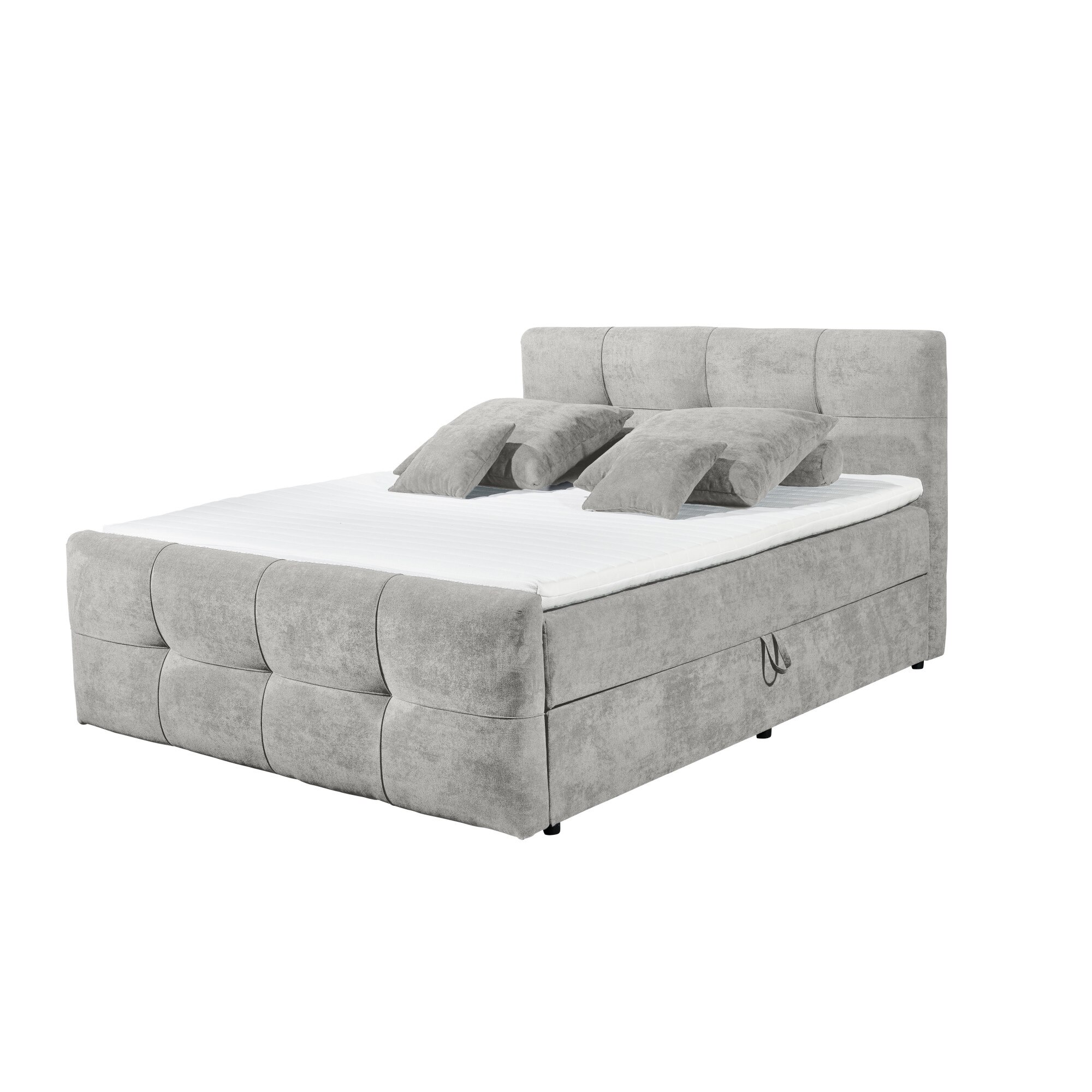 Pat Boxsprings Winnnipeg Cu Saltea Si Somiera Inclusa, Gri deschis, 160 ...