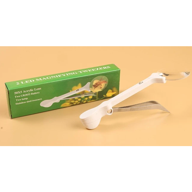 Penseta profesionala cu lupa si 2 leduri 50x5 - eMAG.ro