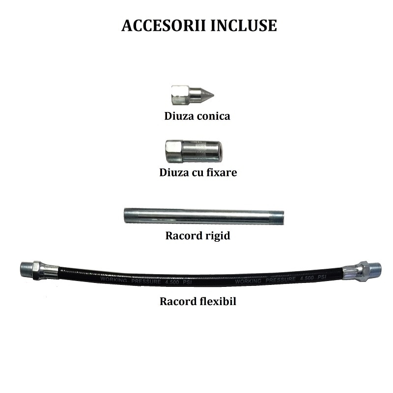 Decalimetru, pompa de gresat manuala GIDA-CRIS GC185, cu furtun rigid ...