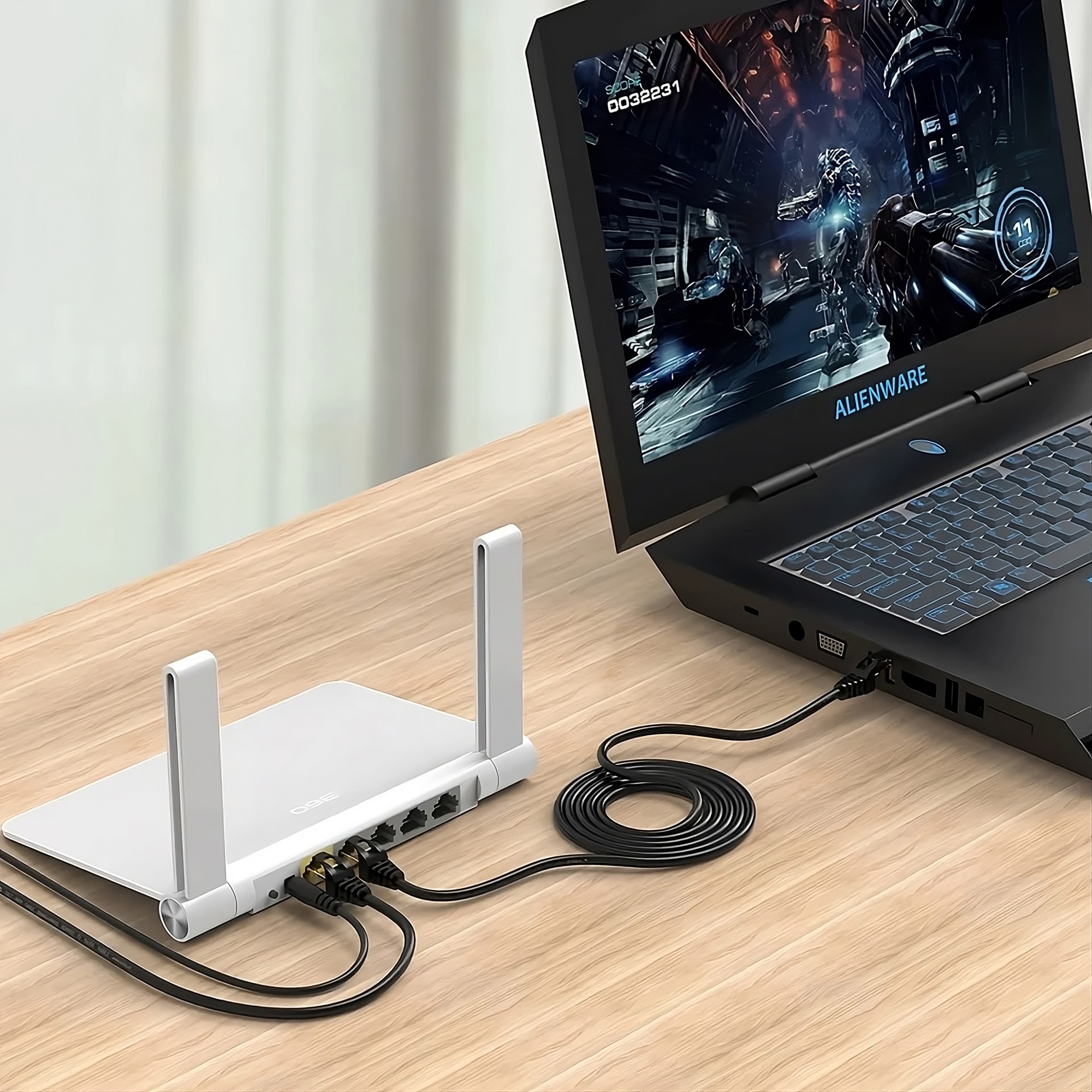 Cablu de Retea, LAN Ethernet UTP CAT6A 6A, Mufat RJ45, 8P8C, 15m, Negru ...