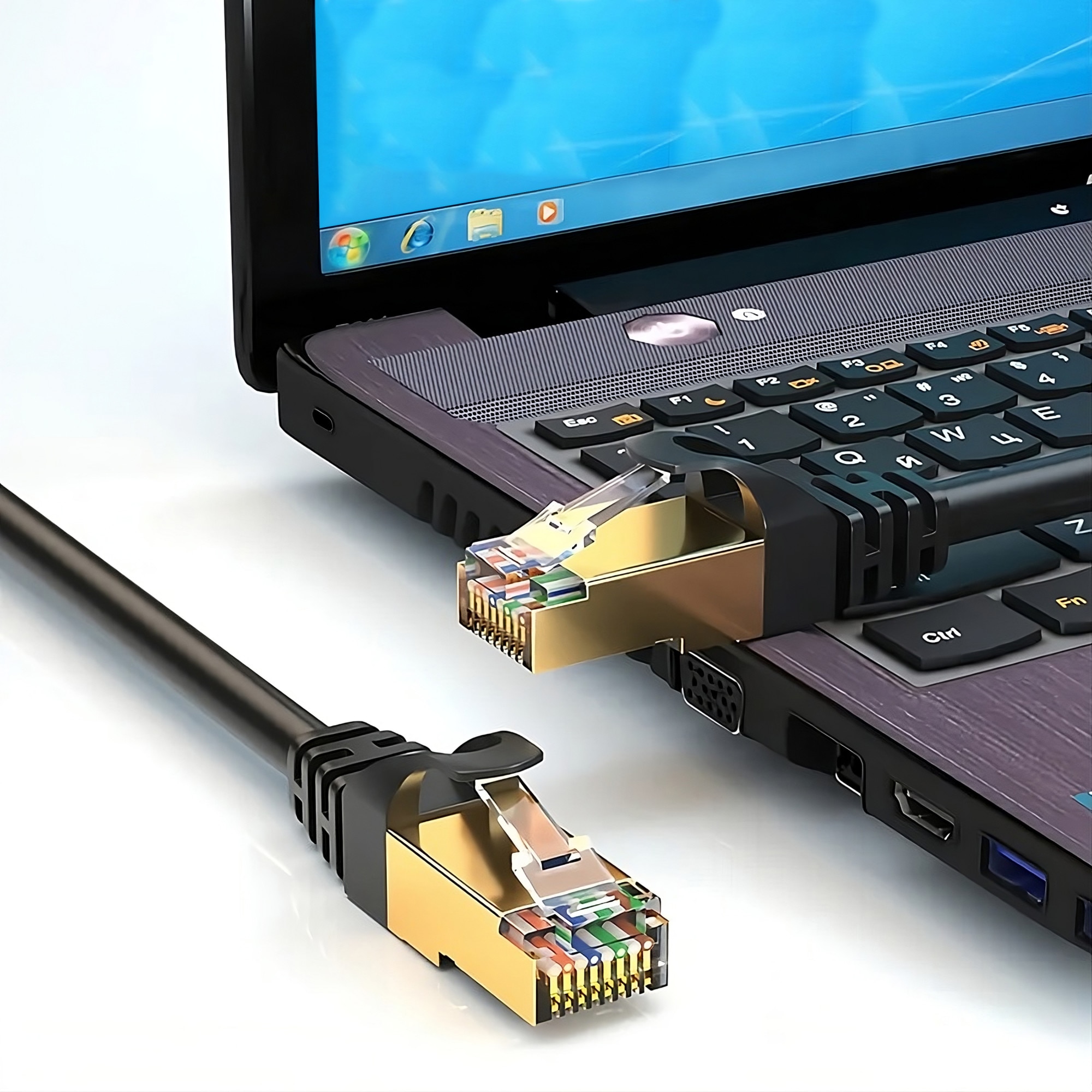 Cablu de Retea, LAN Ethernet UTP CAT6A 6A, Mufat RJ45, 8P8C, 15m, Negru ...