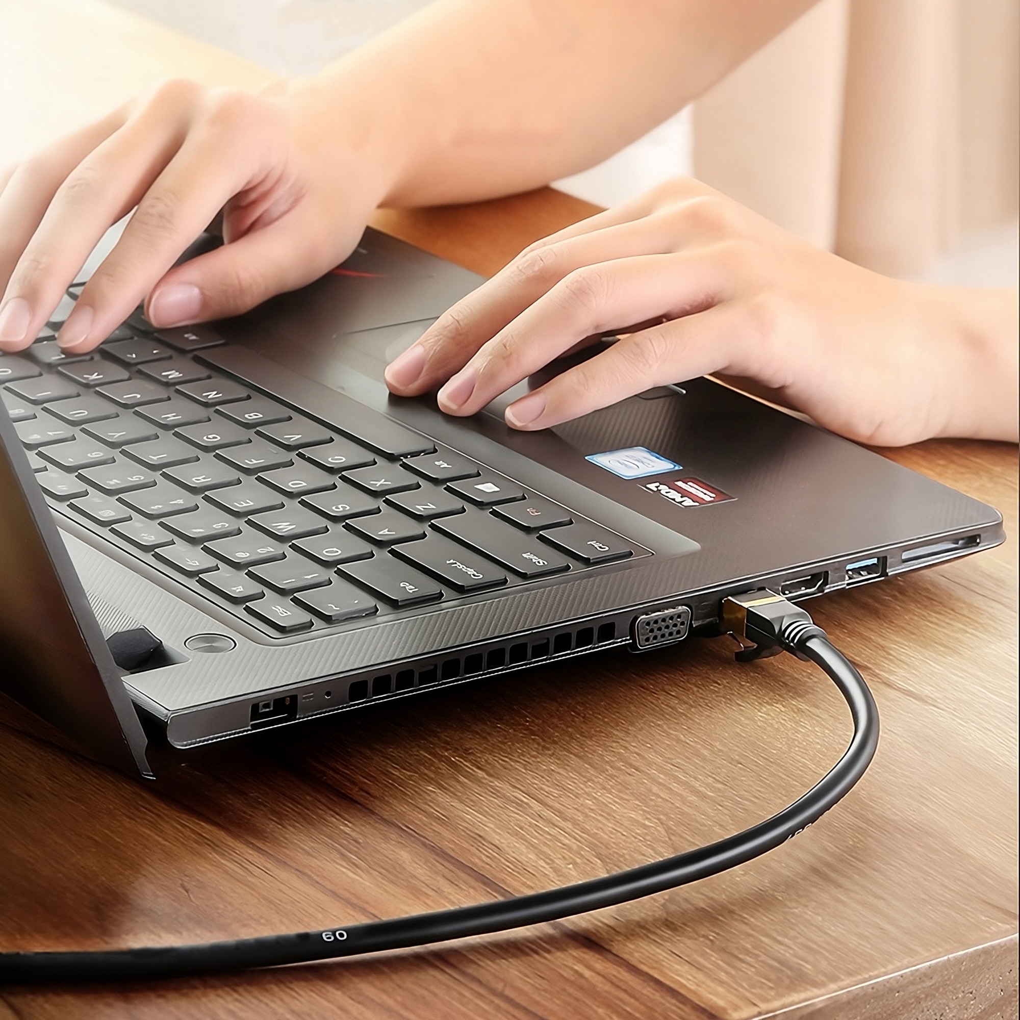 Cablu de Retea, LAN Ethernet UTP CAT6A 6A, Mufat RJ45, 8P8C, 15m, Negru ...