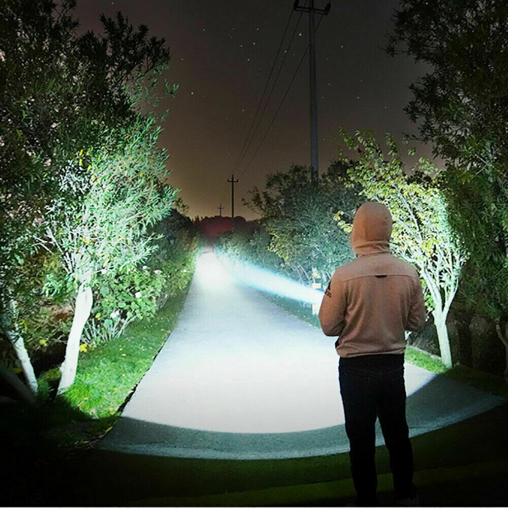 Lanterna, Aluminiu/Cauciuc, LED, Rezistenta la apa, Profesionala, Negru ...