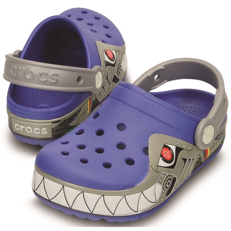 Papuci Crocs Crocband Lights Robo Shark PS, Sea Blue/Silver, C8 - eMAG.ro