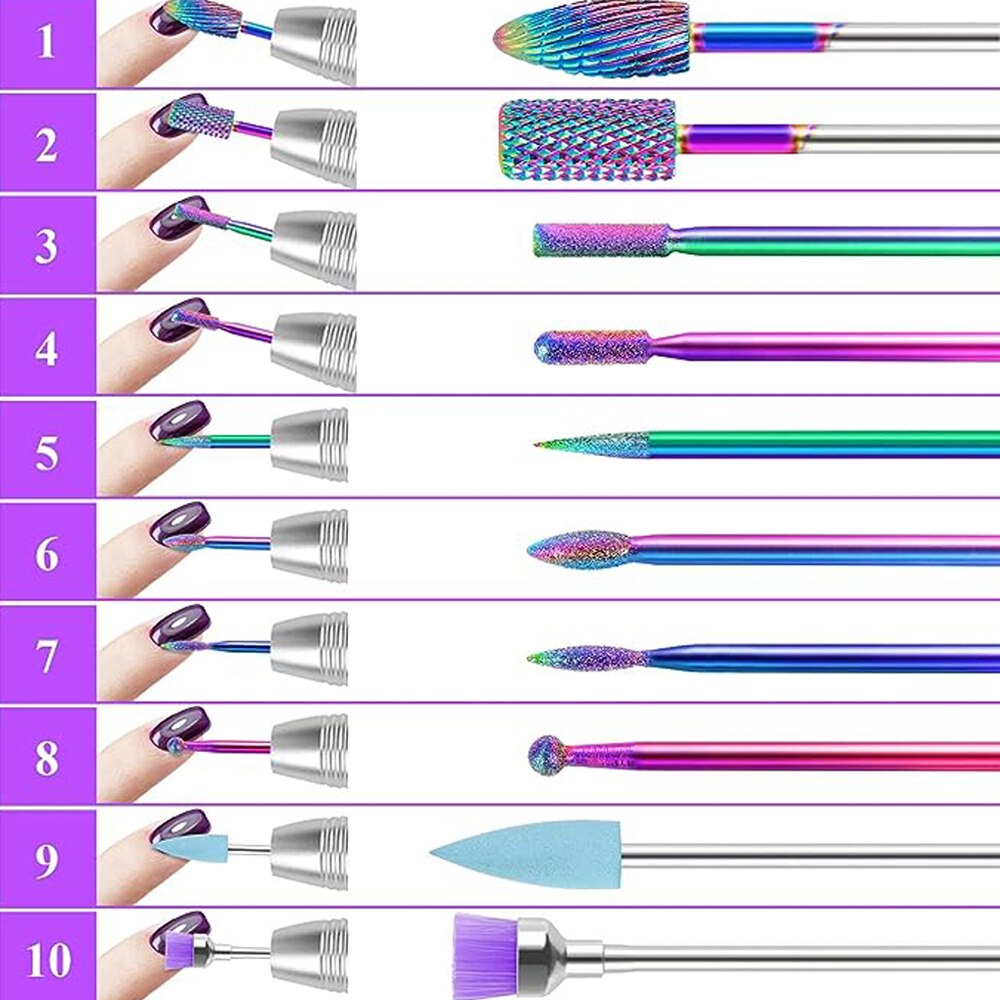 Set 10 capete freza unghii, Vaxiuja, Otel, Universale, Multicolor - eMAG.ro