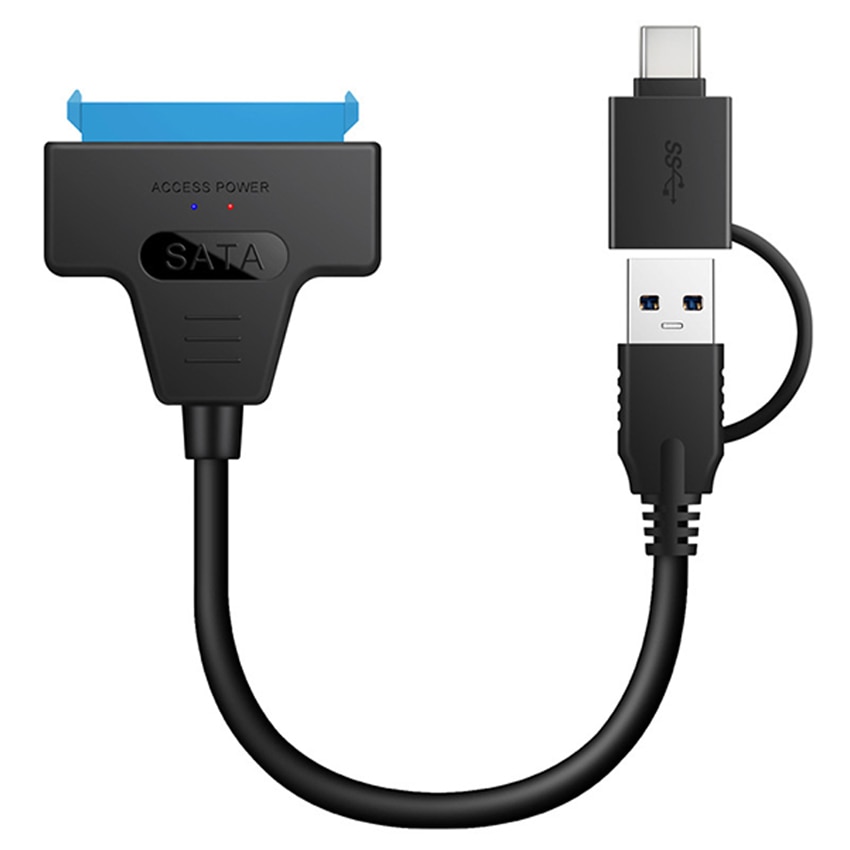 Cablu adaptor pentru HDD/SSD, Chucai, USB/USB-C la SATA, LED, Negru ...