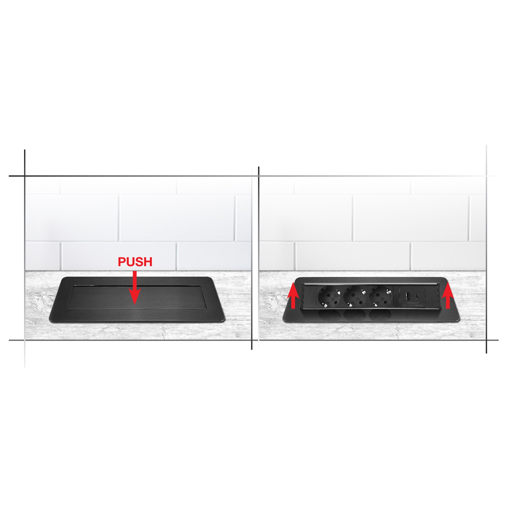 Prelungitor de mobilier pop-up, Commel, Cu 3x prize, 2x USB tip A+C ...