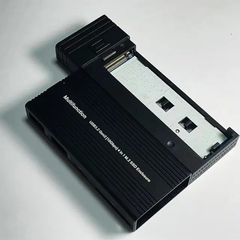 Rack extern SSD, eRDX®, compatibil SSD NVME M.2, Hub 4 in 1,2 x USB 2.0 ...