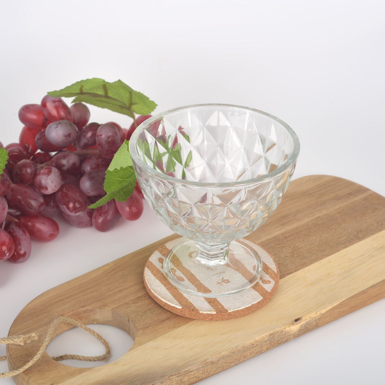 Bol servire pentru inghetata Shopiens®, din sticla transparent cu baza ...