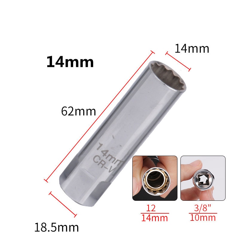 Set 2 Cheie tubulara lunga pentru bujii, GOGOU®, 3/8", 16 MM si 14 MM ...