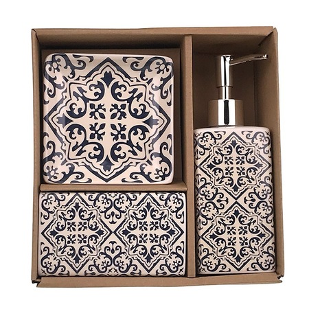 Set de baie din ceramica, 3 Piese, 20x20cm, Bicolor - eMAG.ro