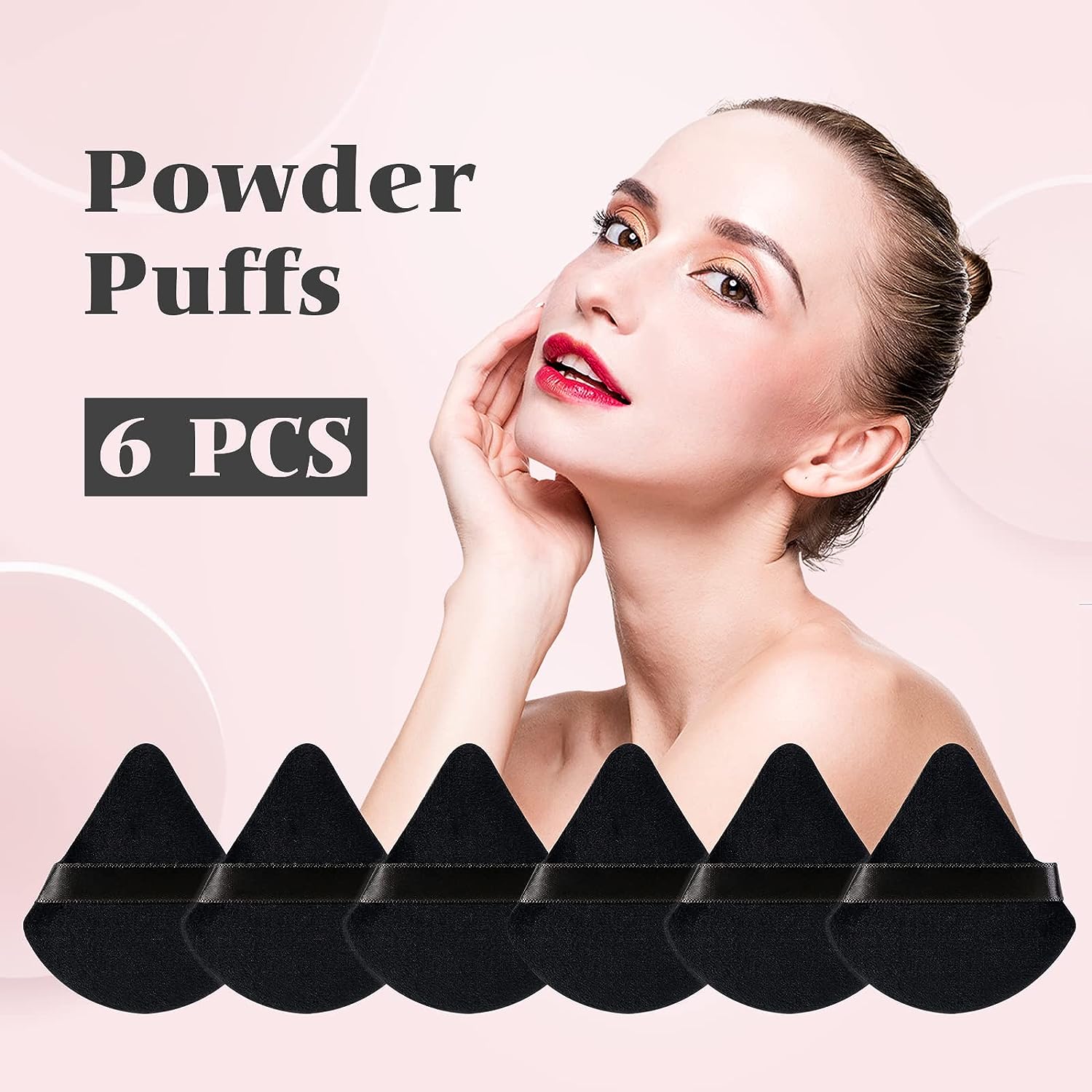 Set de 6 burete festonat, LXNZUHN, Pentru aplicarea machiajului lichid si pudra, 72×67×12mm ...