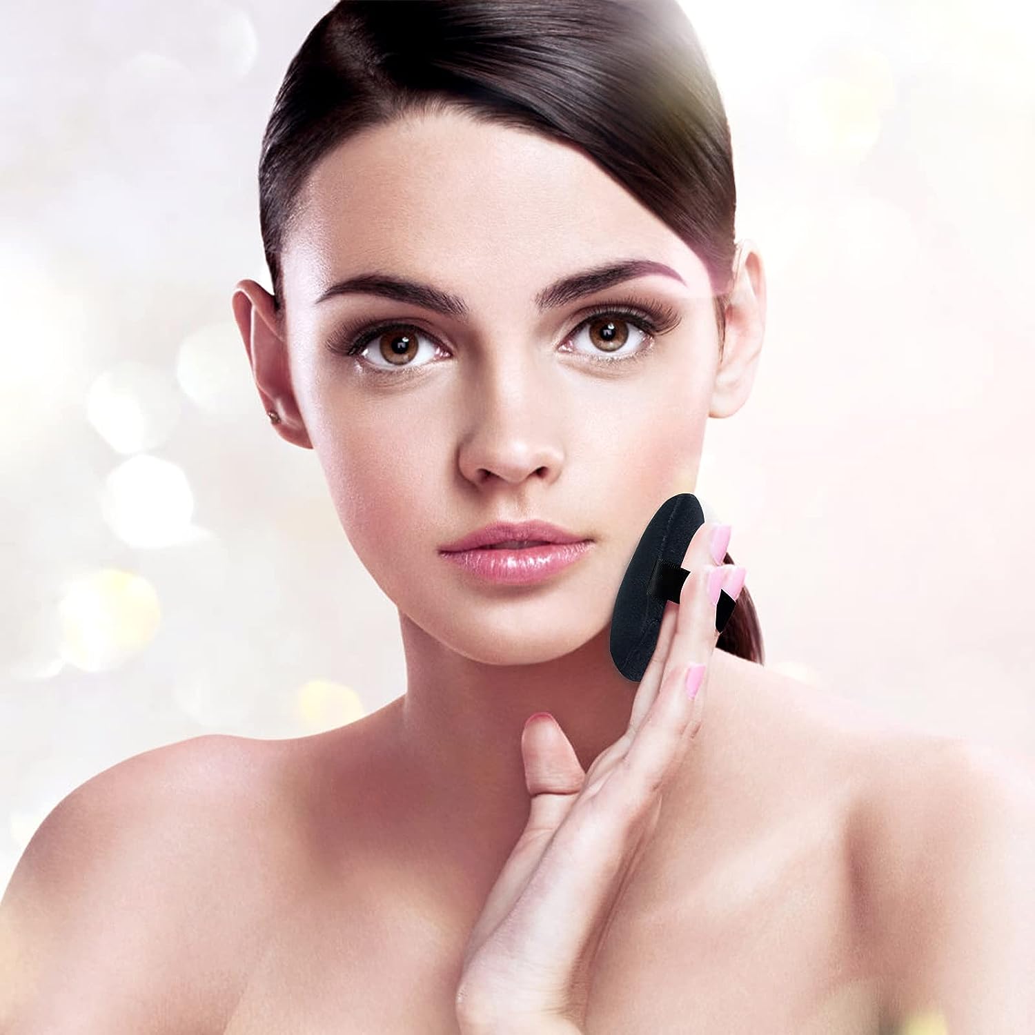 Set de 6 burete festonat, LXNZUHN, Pentru aplicarea machiajului lichid si pudra, 72×67×12mm ...