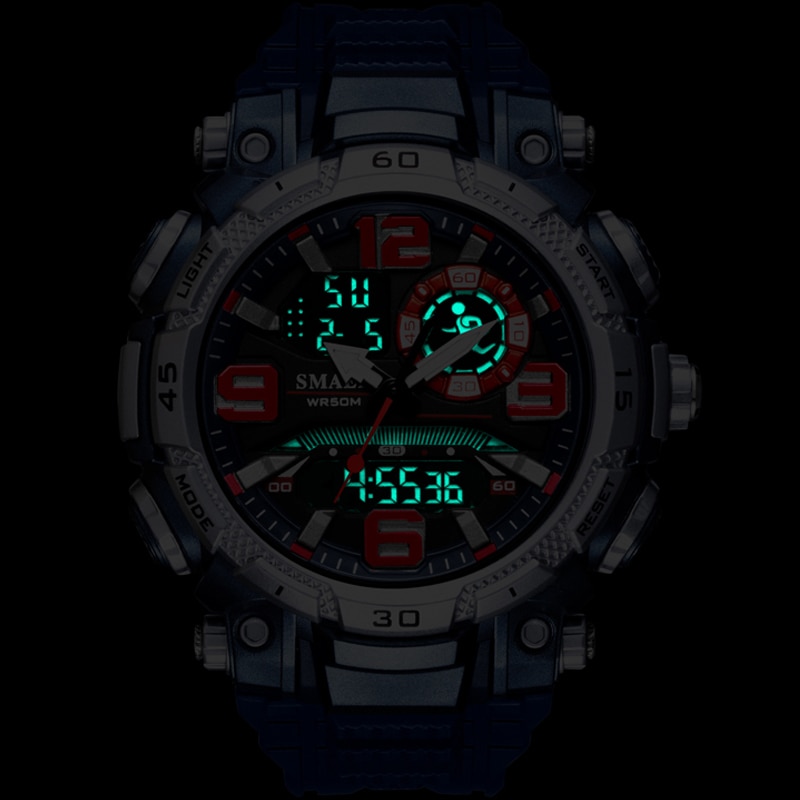 Ceas pentru sport barbati Smael Vitality, Cronograf, Timp dublu, LED ...