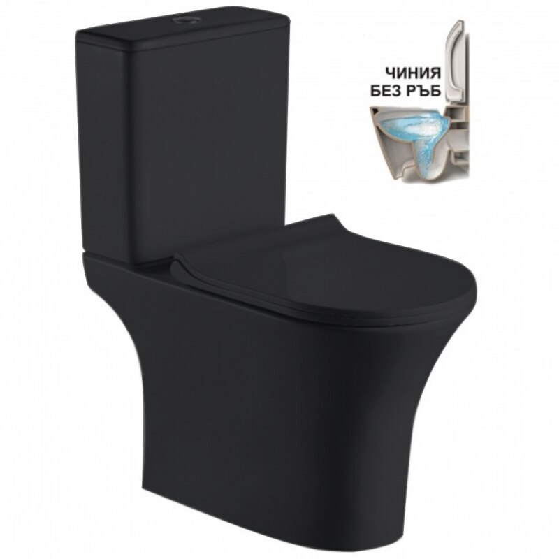 Моноблок, Интер Керамик, ICC 7937MB, седалка и капак, порцелан, черен ...