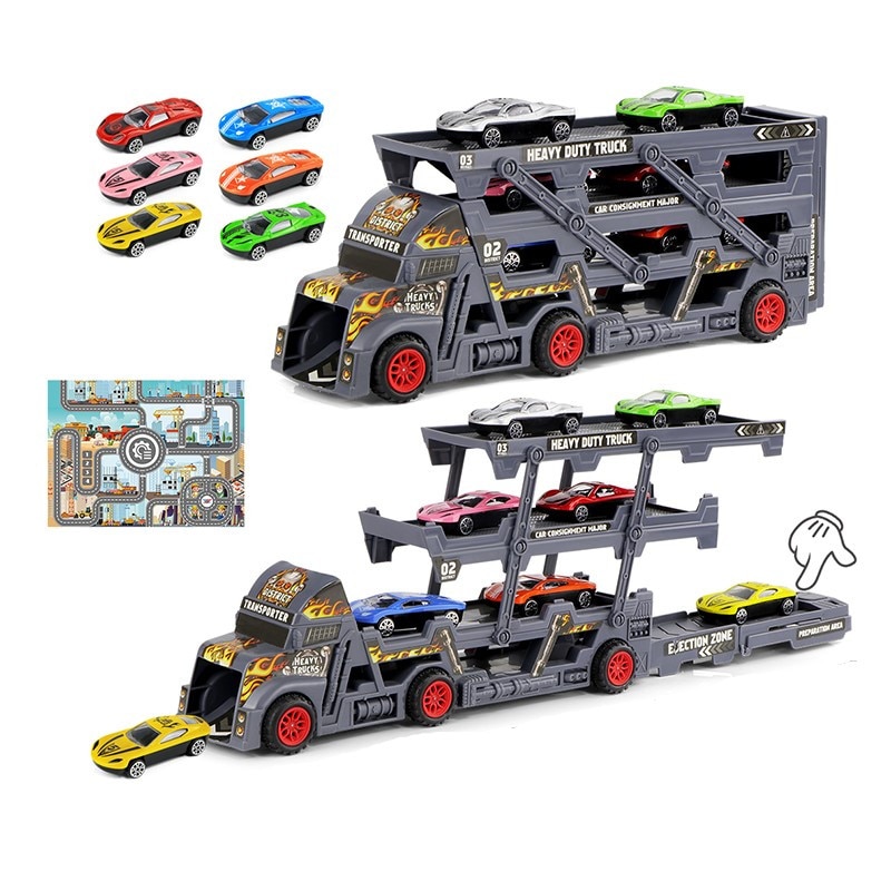 Set 6xMasinte/Transportor auto, Multicolor, 3+ - eMAG.ro