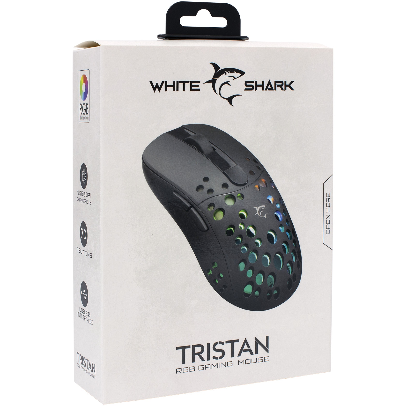 Мишка Gaming White Shark GM-9004 TRISTAN RGB / 12 000 dpi, Черен - eMAG.bg