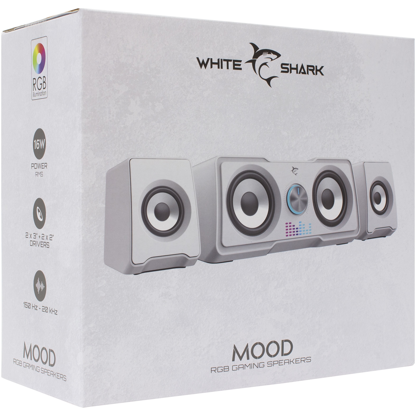Sistem de boxe PC White Shark MOOD, 2.2 Canale, 16W RMS (5W x 2 + 3W x ...