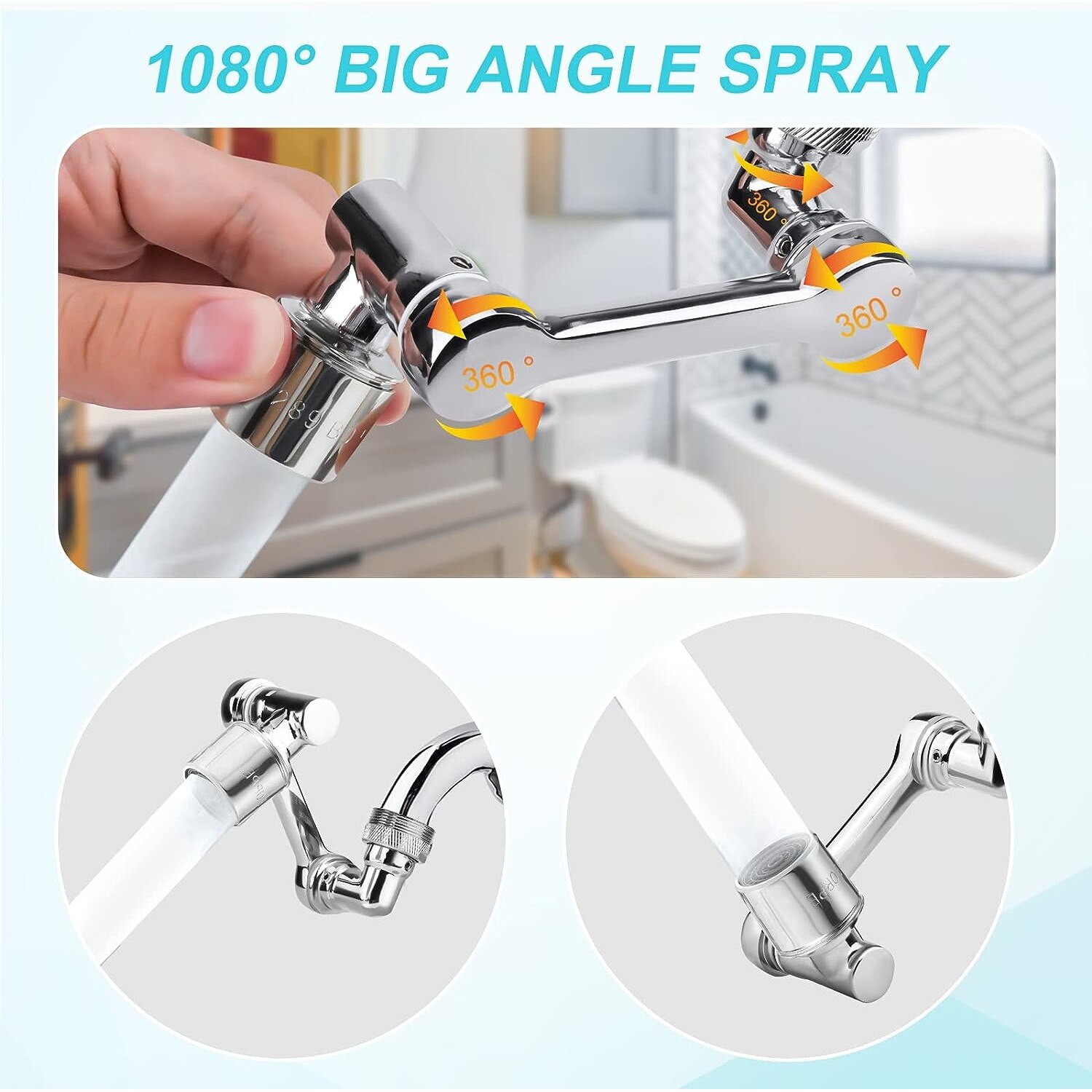 Удължител за смесител за мивка, въртящо се рамо, въртящо се във всички ...