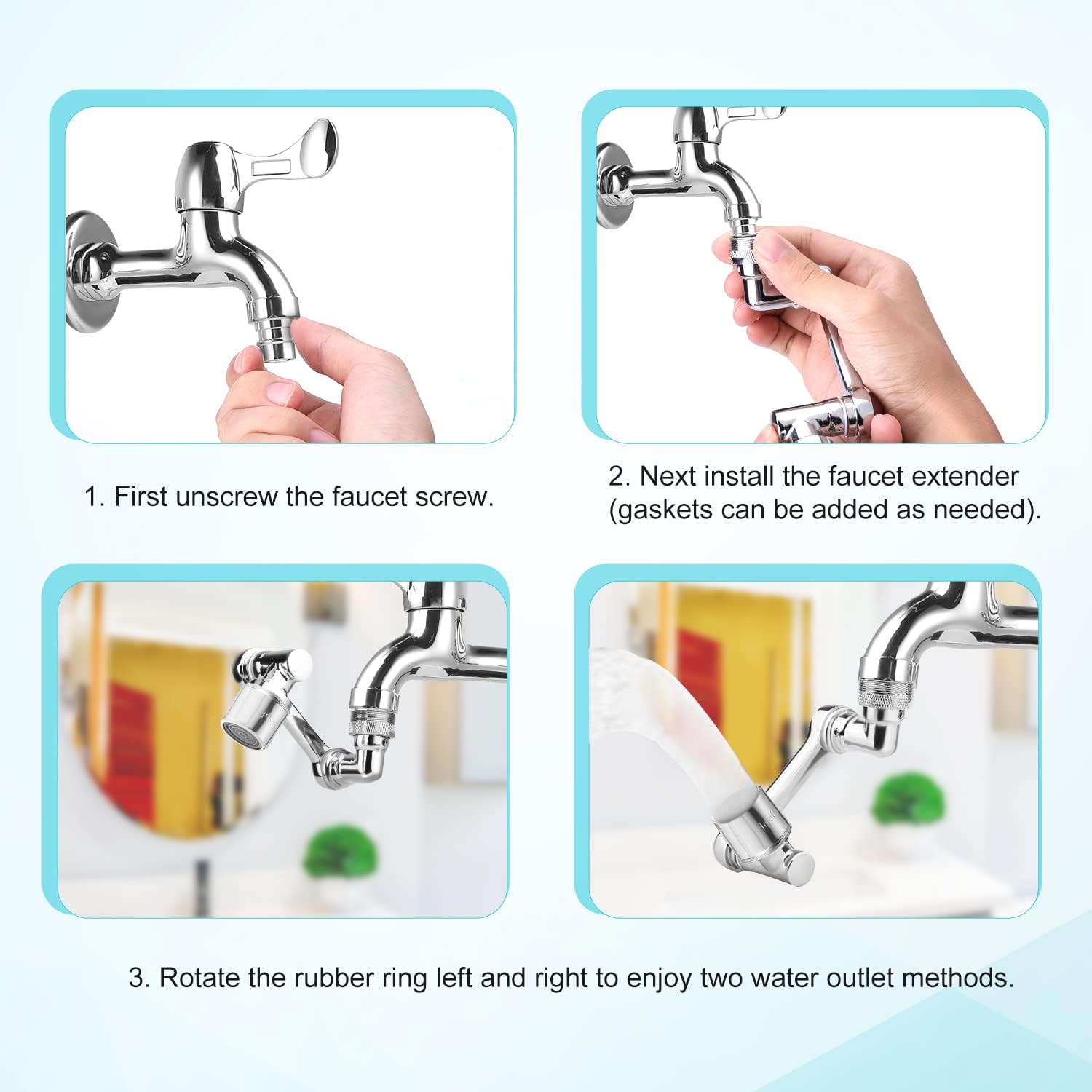 Удължител за смесител за мивка, въртящо се рамо, въртящо се във всички ...