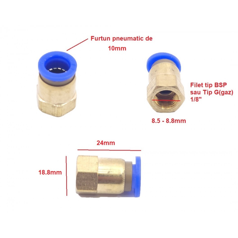 Cupla rapida aer filet 1/8" diametru furtun 8mm PCF10 CH068 - eMAG.ro
