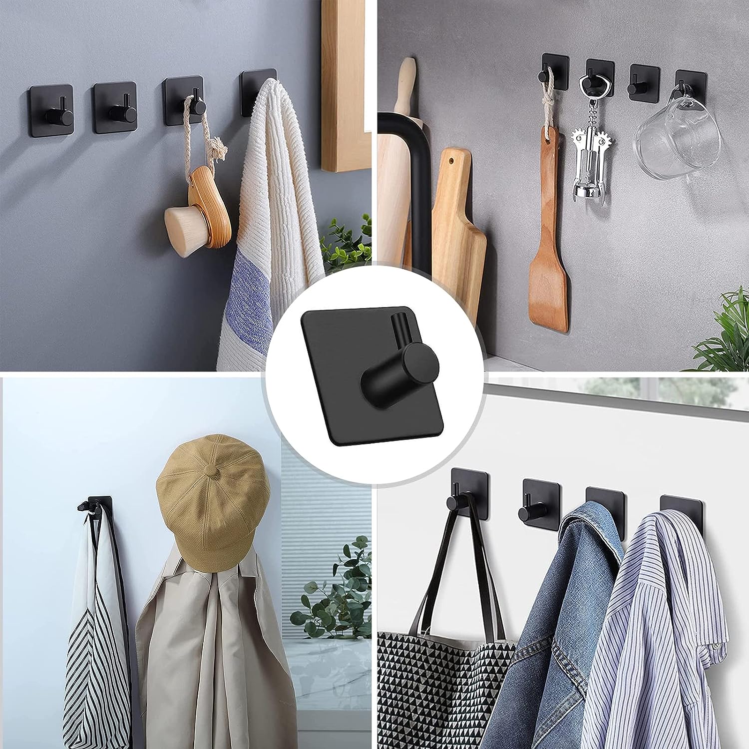 Set 4 Carlige tip cuier baie pentru prosop, JENUOS®, bucatarie si hol ...