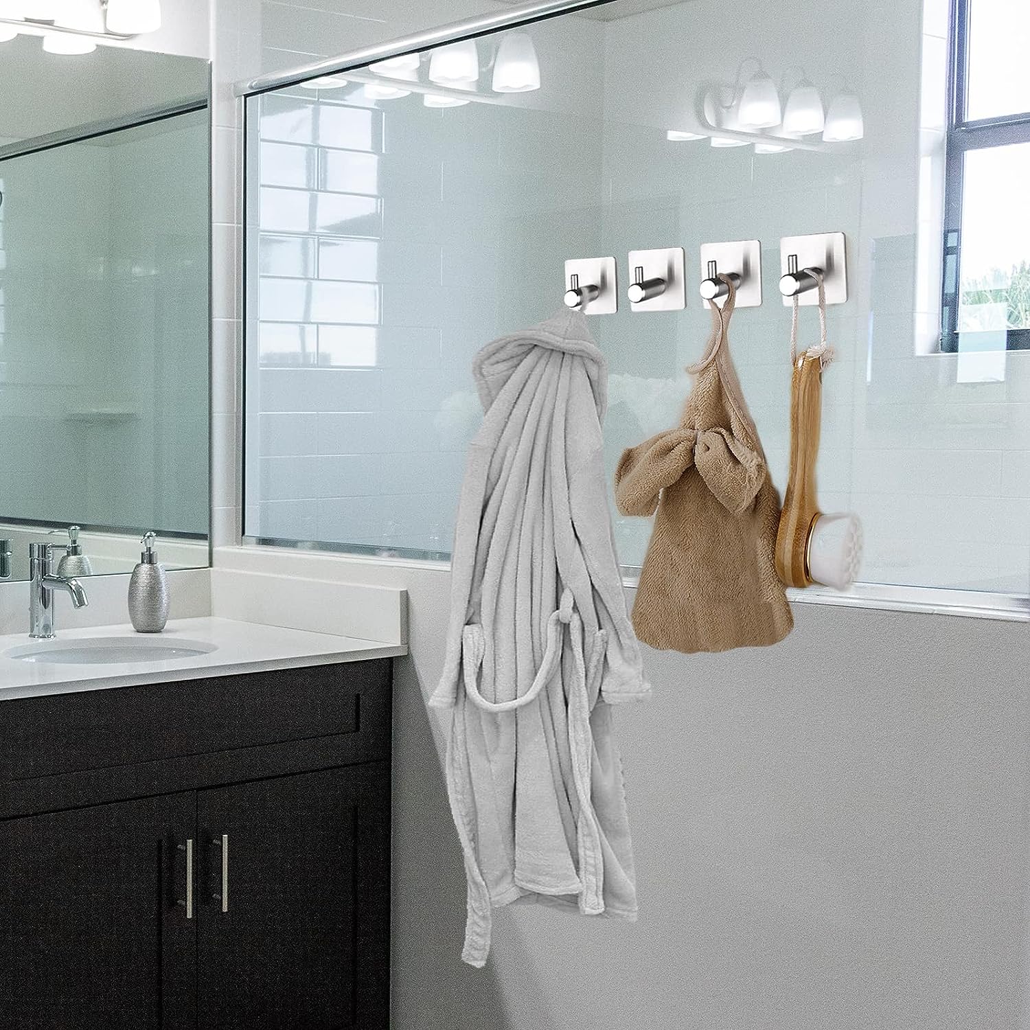 Set 4 Carlige tip cuier baie pentru prosop, JENUOS®, bucatarie si hol ...