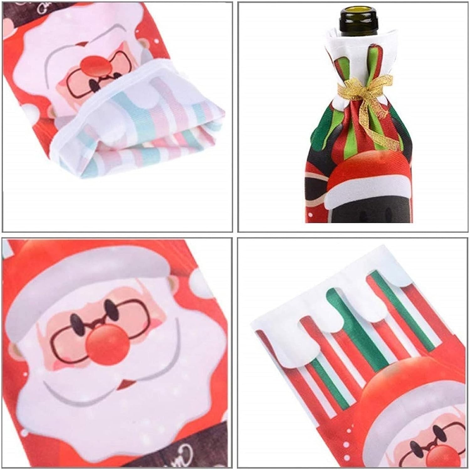 Husa Craciun pentru sticla de vin Flippy, tema Mos Craciun, material ...