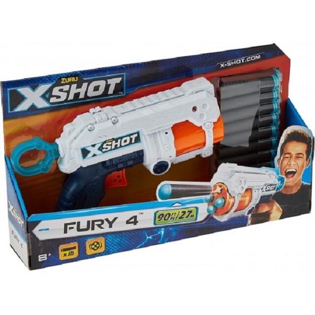 Arma de jucarie X−Shot Excel Fury 4, Zuru, 16 cartuse - eMAG.ro