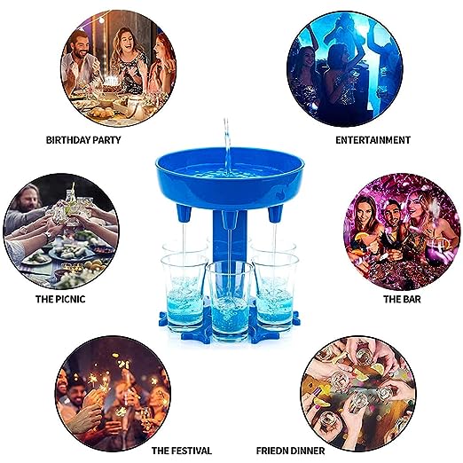 Dozator de alcool cu pahare, Zola®, plastic, 13x11 cm, albastru - eMAG.ro