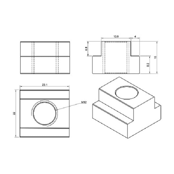 Piulita canal T, M12, pentru canal de 14 - 14113 - eMAG.ro