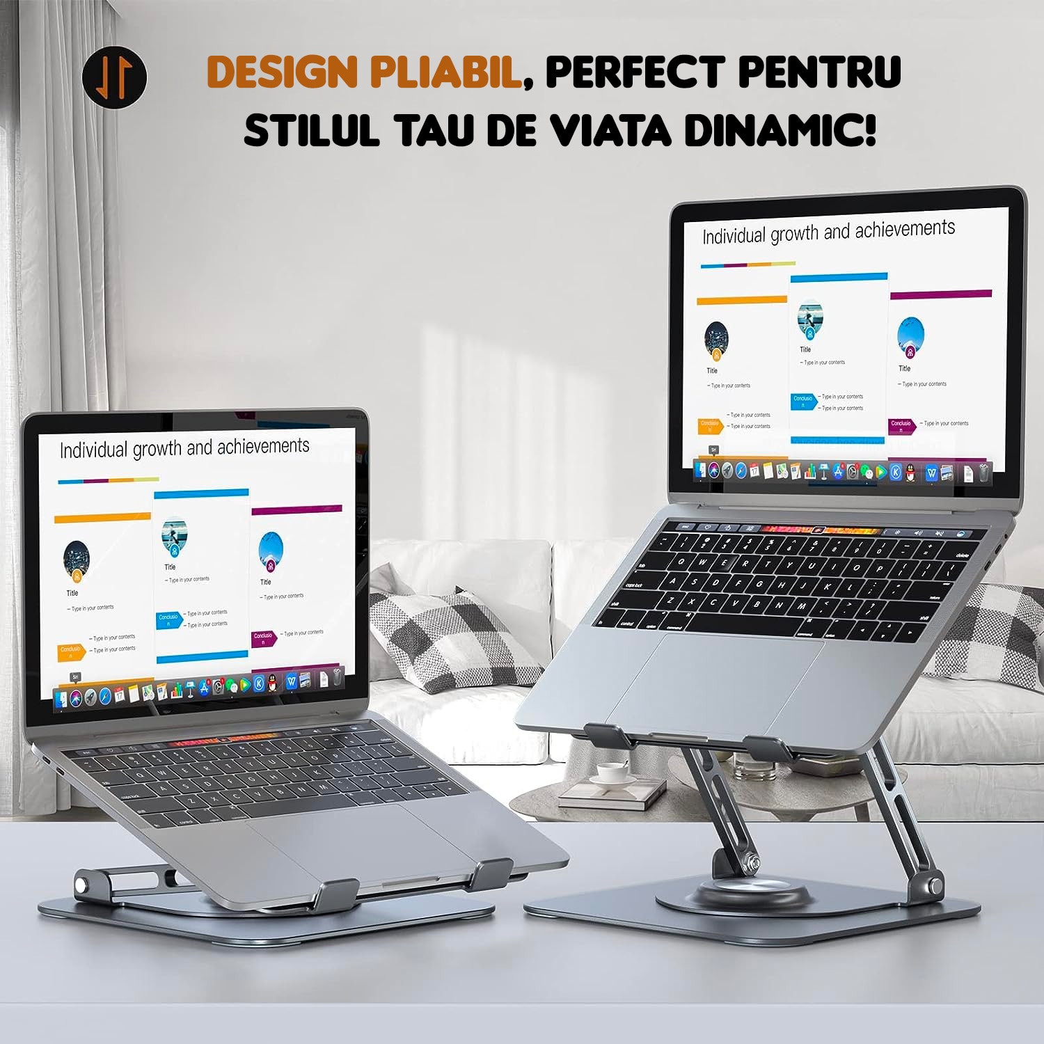 Suport laptop ergonomic, portabil, reglabil, pentru laptop si tableta ...