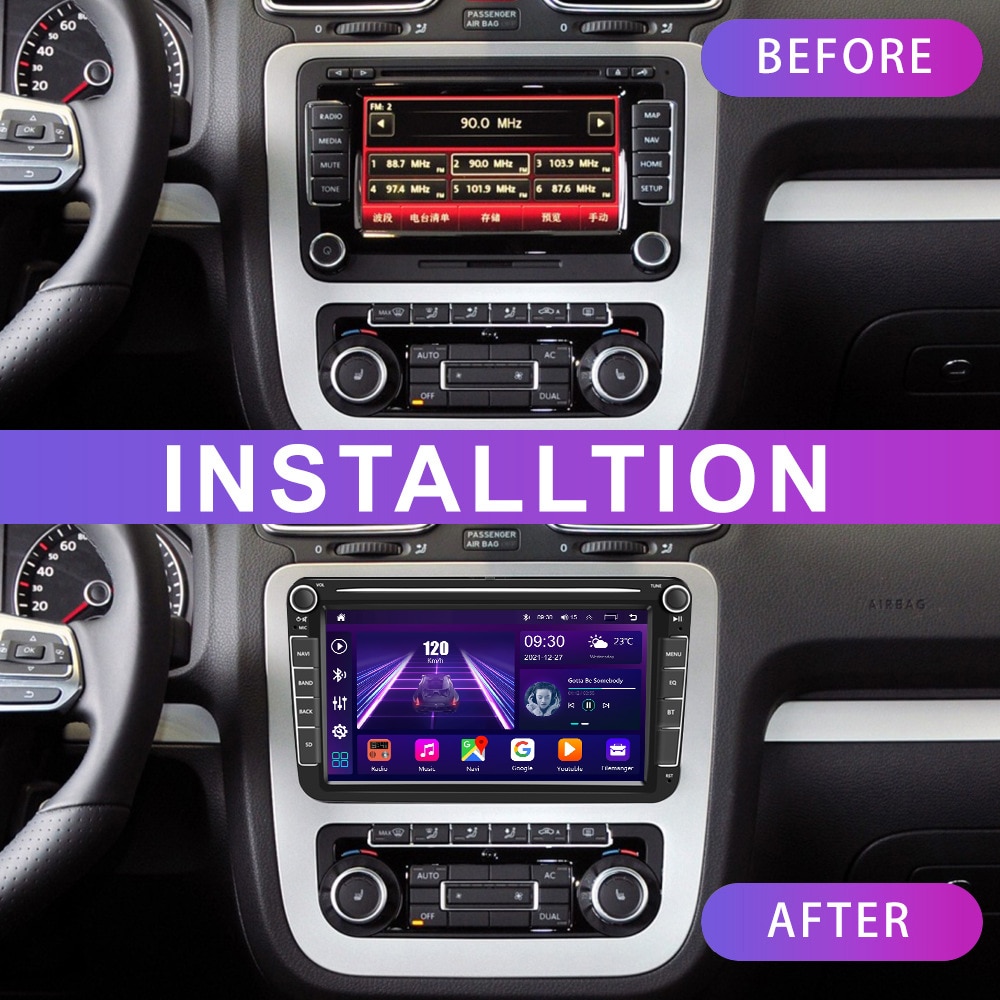 Navigatie Android 10 8'' cu Carplay 2GB Ram 32GB Memorie interna pentru Volkswagen VW Passat B6 ...