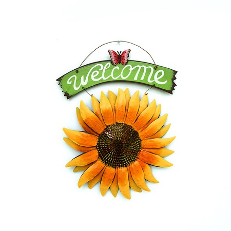 Decoratiune perete Welcome, Metal, Multicolor - eMAG.ro
