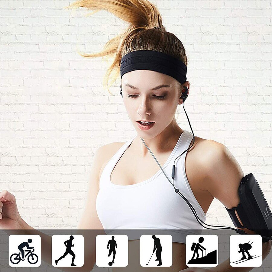 Bandana elastica pentru cap, marime universala, microfibra neagra - eMAG.ro
