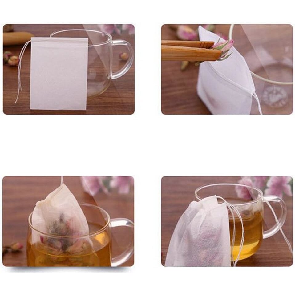 Set 100 pliculete de unica folosinta pentru ceai, Sunmostar, Plastic ...