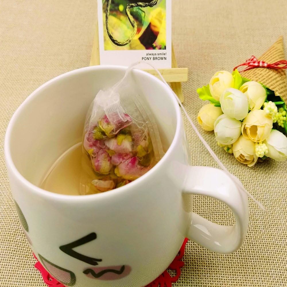 Set 100 pliculete de unica folosinta pentru ceai, Sunmostar, Plastic ...