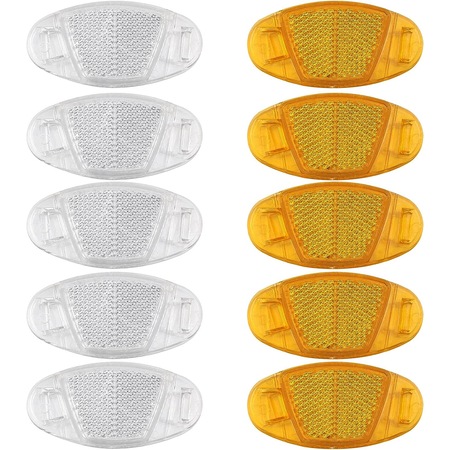 Set 10 reflectoare spite pentru bicicleta, 7 x 3,5 cm, Alb/Portocaliu ...
