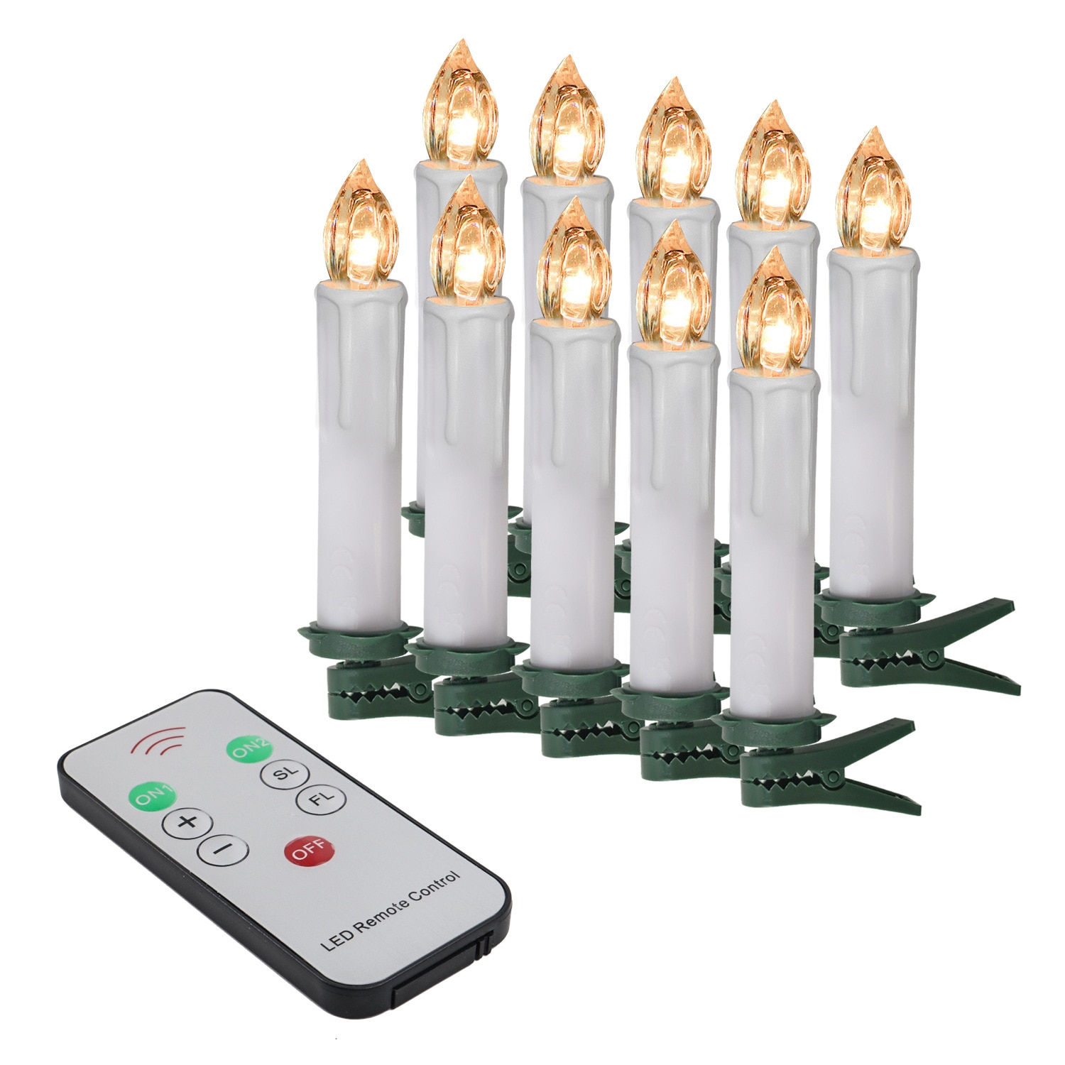 Set 10 lumanari, Sunmostar, LED, Cu telecomanda, Alb/Galben - eMAG.ro