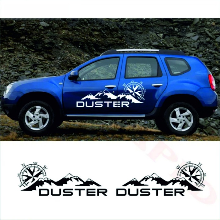Set 2 stickere laterale Dacia Duster nr.3,150cm x 40cm, negru - eMAG.ro