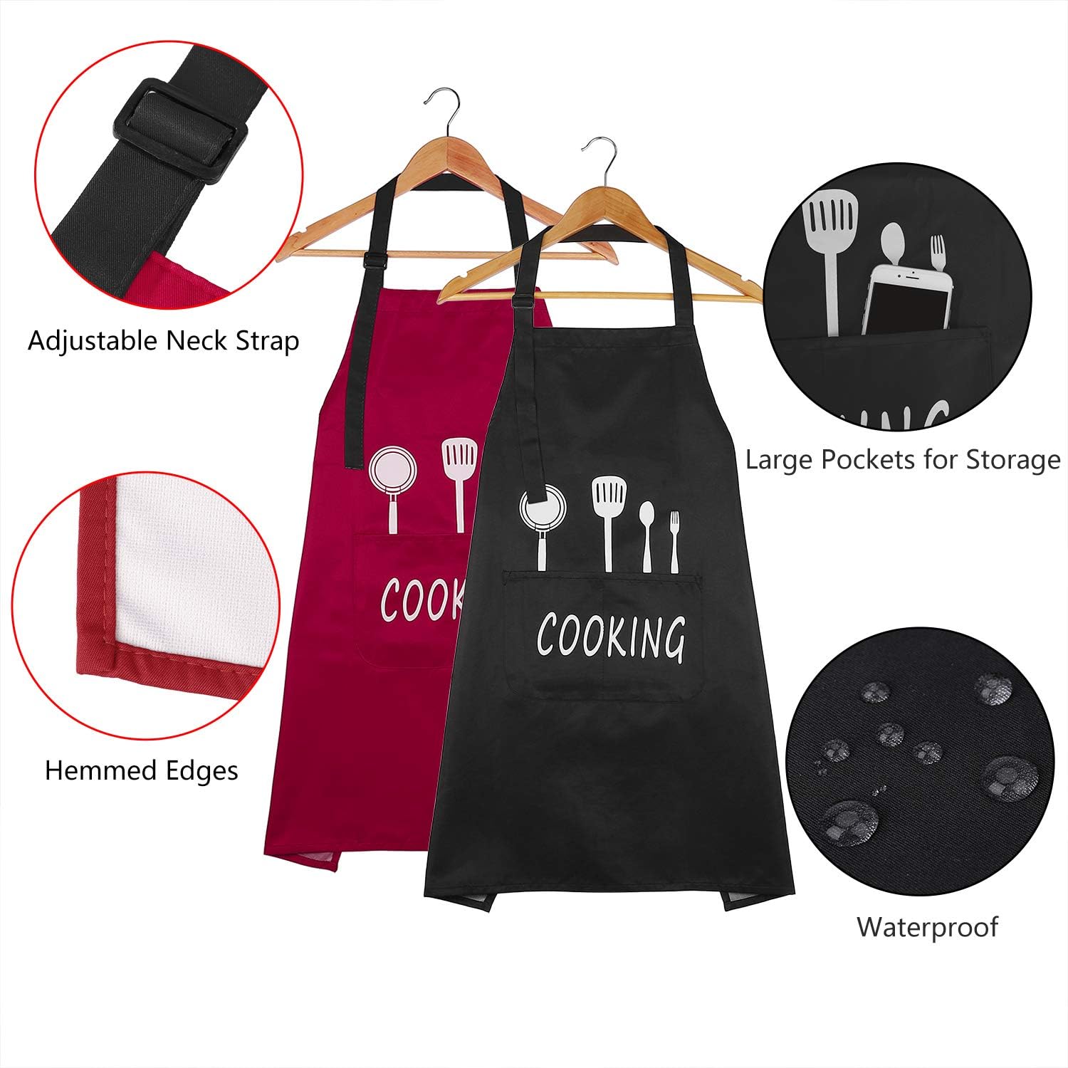 Set 2 sorturi de bucatarie, Sunmostar, Rezistent la apa, Unisex, Negru ...