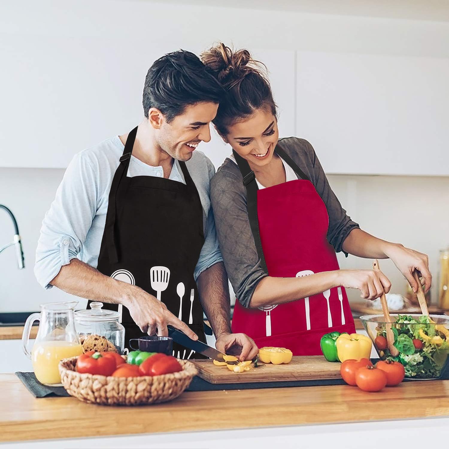 Set 2 sorturi de bucatarie, Sunmostar, Rezistent la apa, Unisex, Negru ...