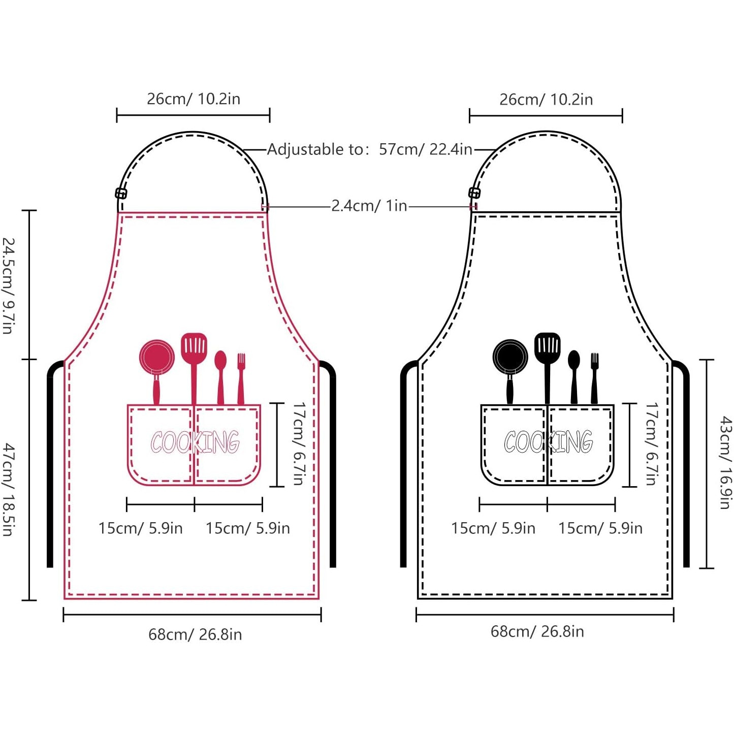 Set 2 sorturi de bucatarie, Sunmostar, Rezistent la apa, Unisex, Negru ...