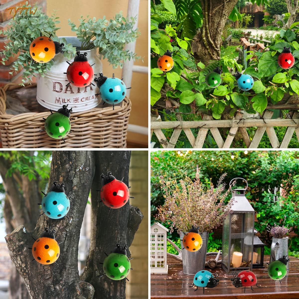 Комплект от 4 декоративни калинки, Sunmostar, Metal, Multicolor - eMAG.bg