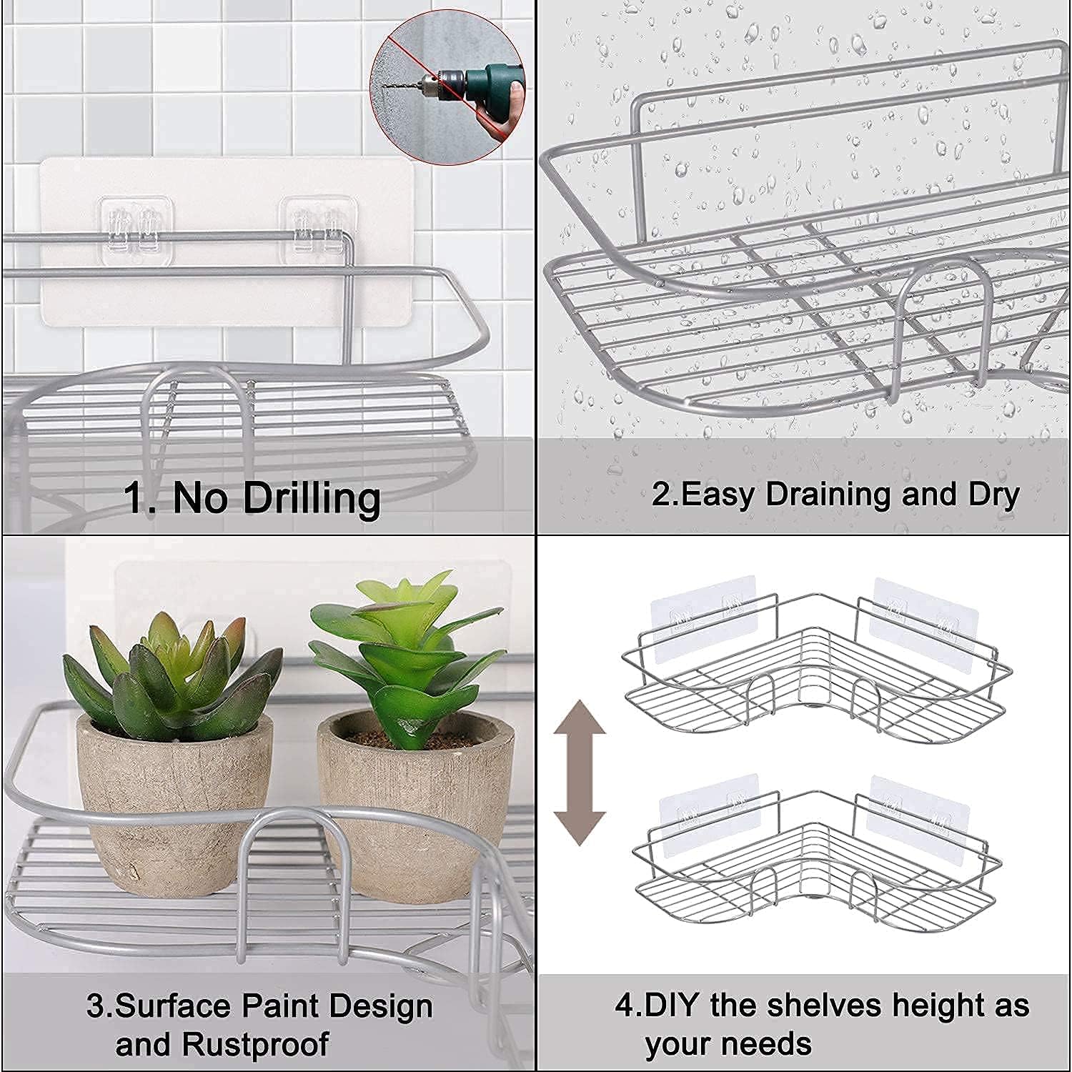Raft de colt pentru dus, Sunmostar, Inox, Argintiu - eMAG.ro