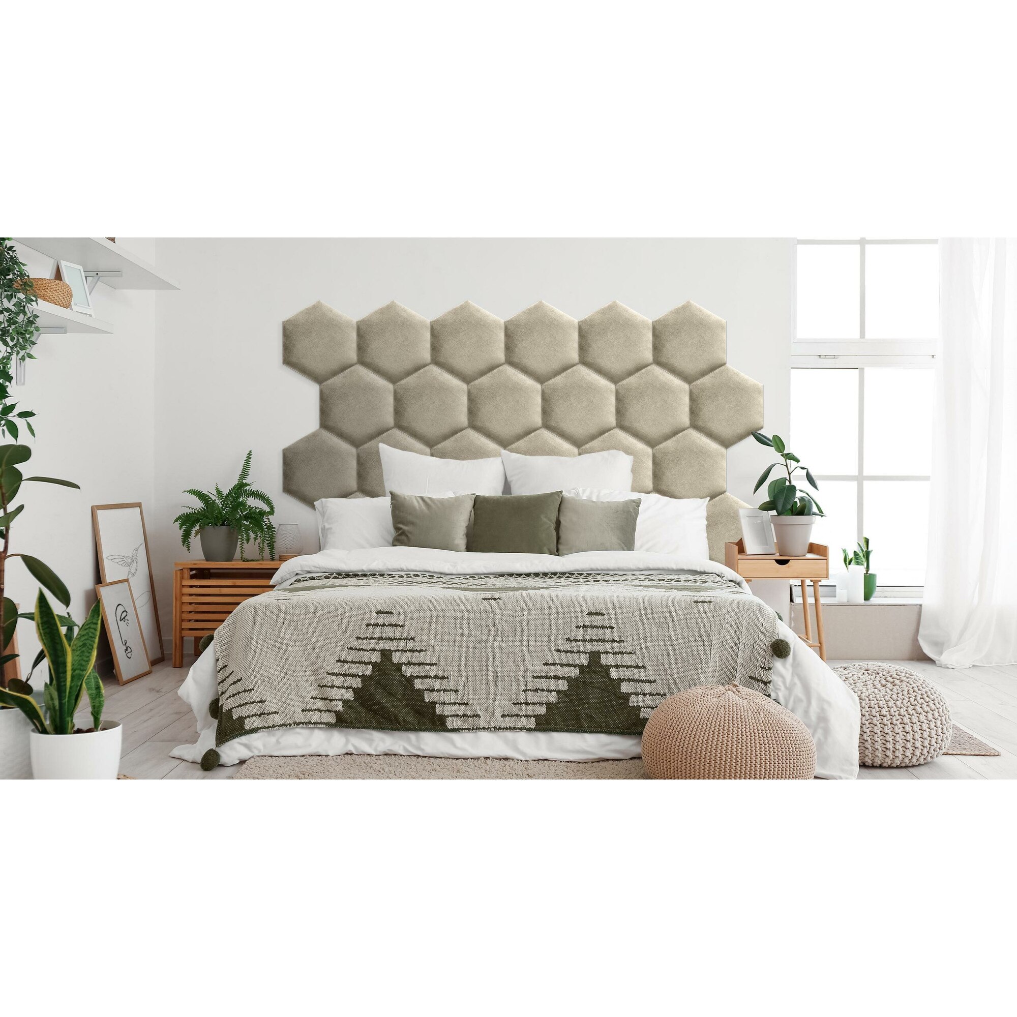 Panou Tapitat Pentru Perete Catifea 3D Hexagon Marime 26x30cm culoarea ...